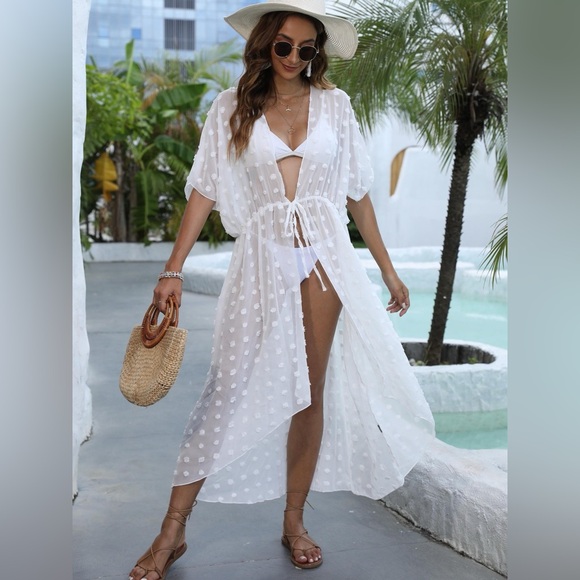 Swim | Swiss Dot Sheer Beach Cover Up Maxi Dress | Poshmark